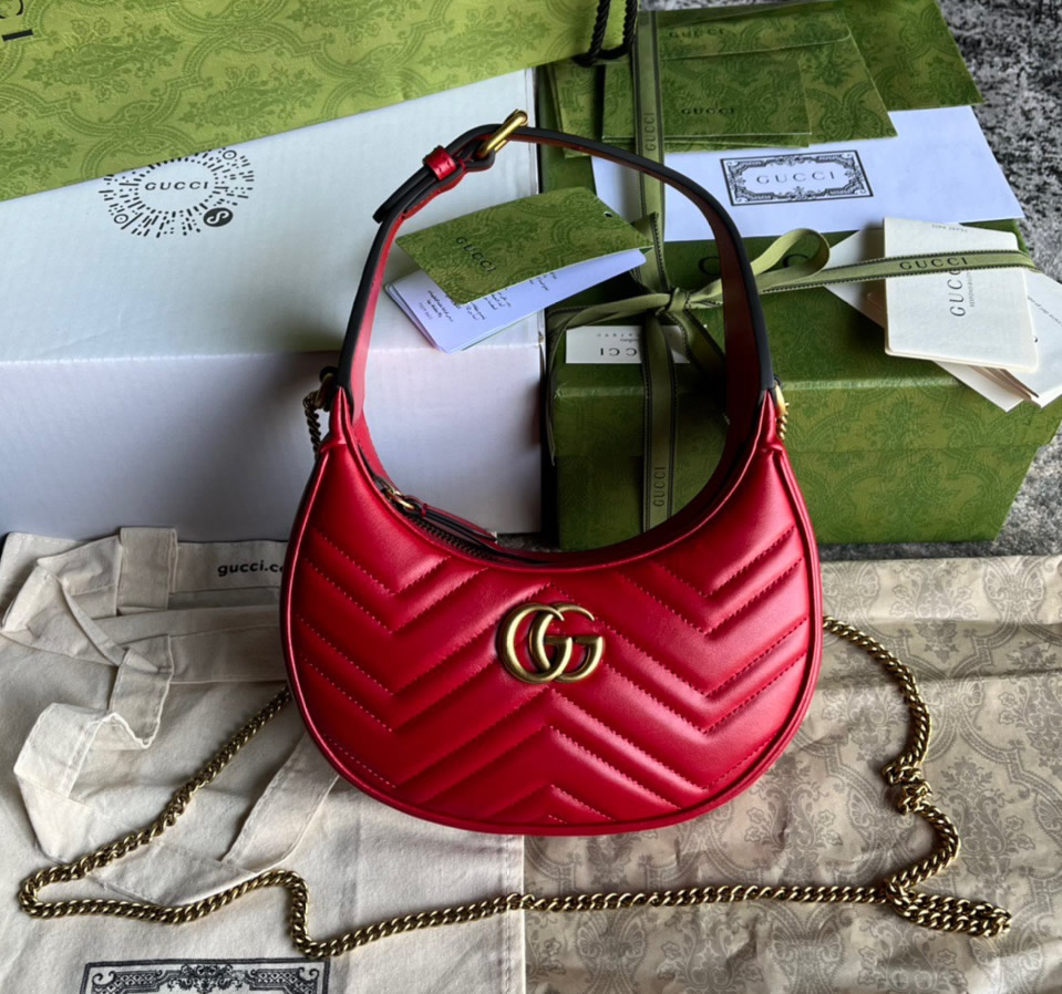 Gucci GG Marmont Half-Moon-Shaped Mini Bag GU699514-red – LuxTime DFO ...