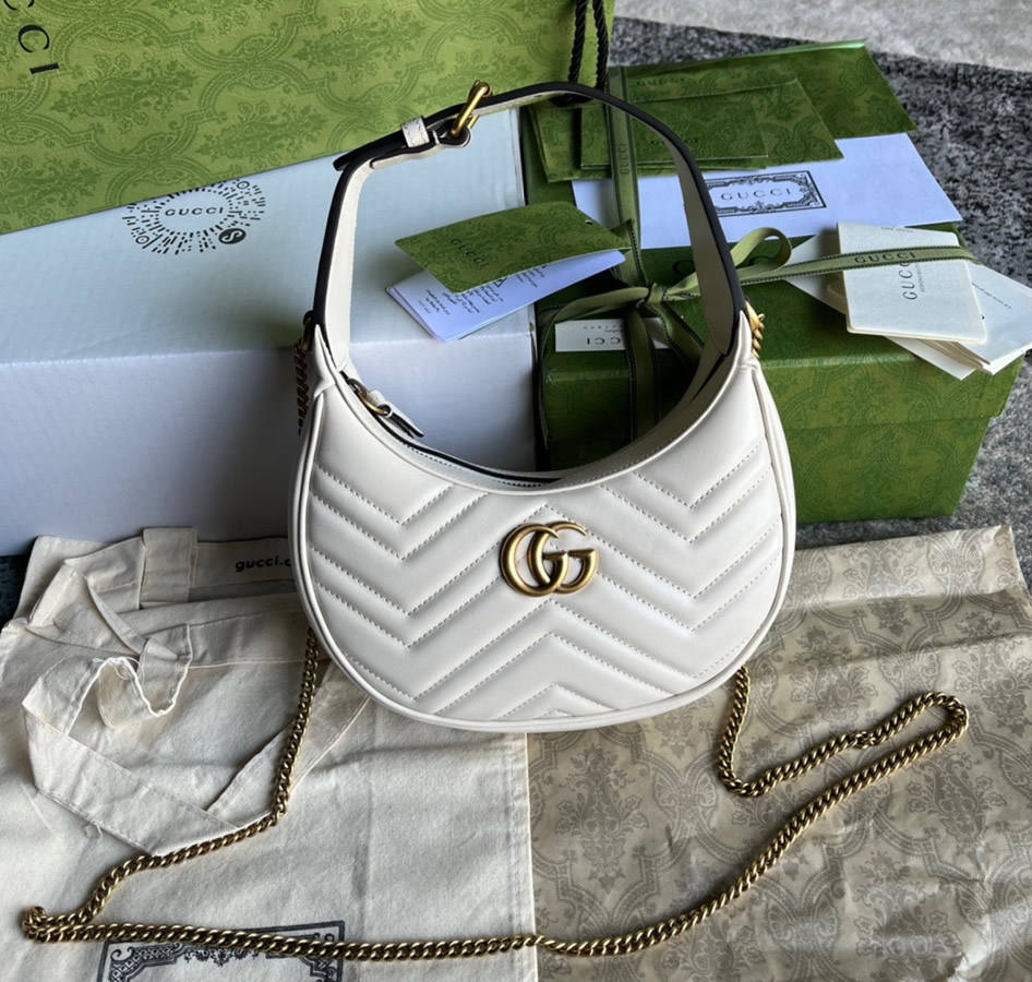 Gucci GG Marmont Half-Moon-Shaped Mini Bag GU699514-white – LuxTime DFO ...