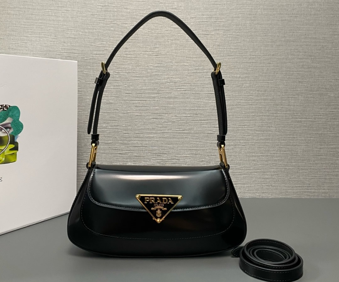 Prada Brushed leather shoulder bag PD1BD345-black – LuxTime DFO Handbags