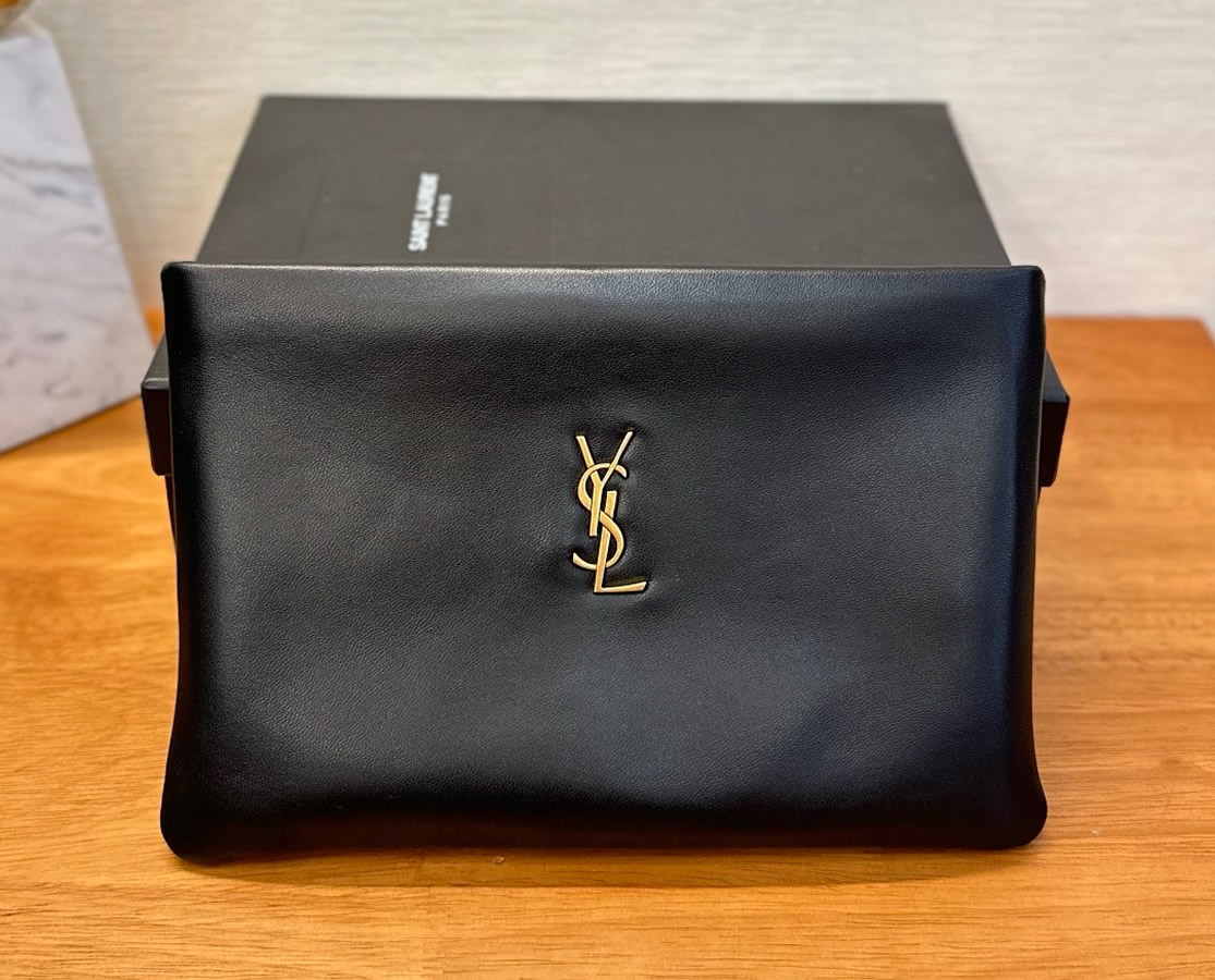 Saint Laurent Calypso Small Pouch In Lambskin YSL765025-black – LuxTime ...
