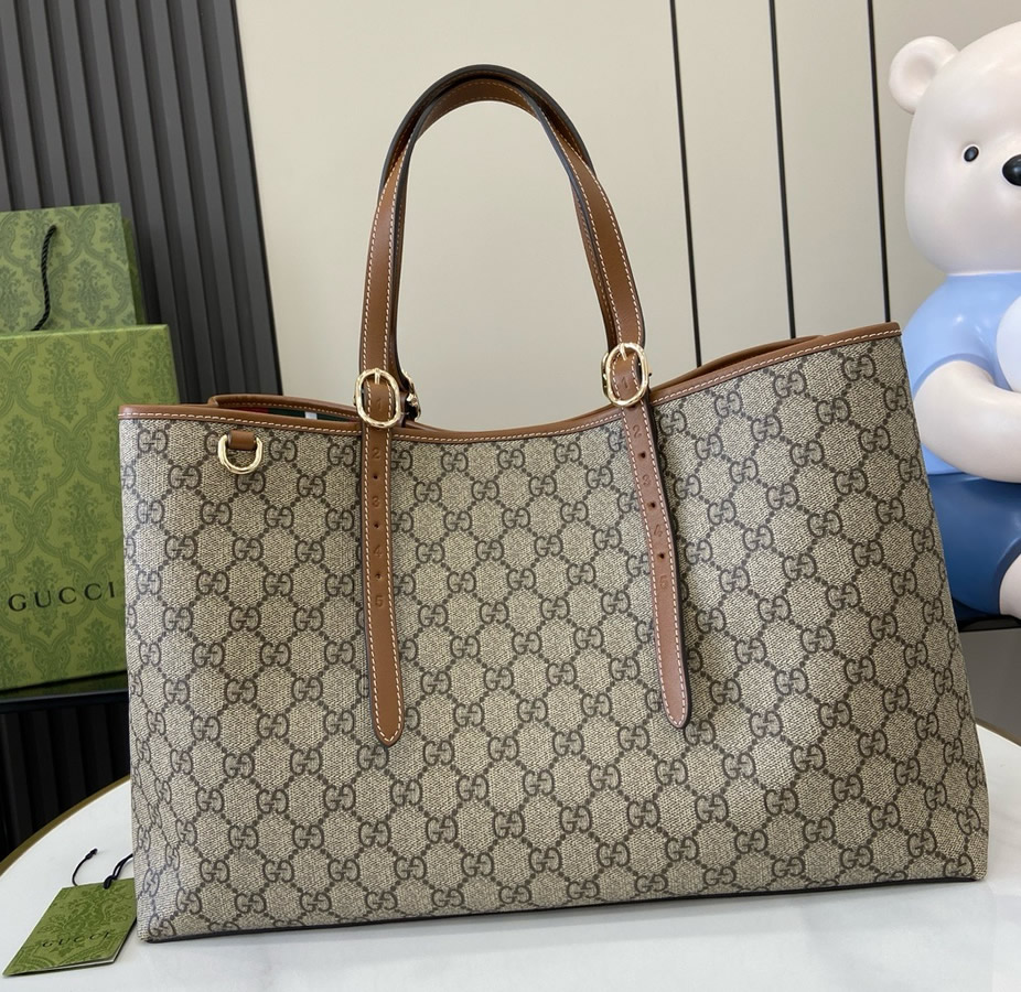 Gucci GG Emblem medium tote bag GU815213-CA-brown – LuxTime DFO Handbags